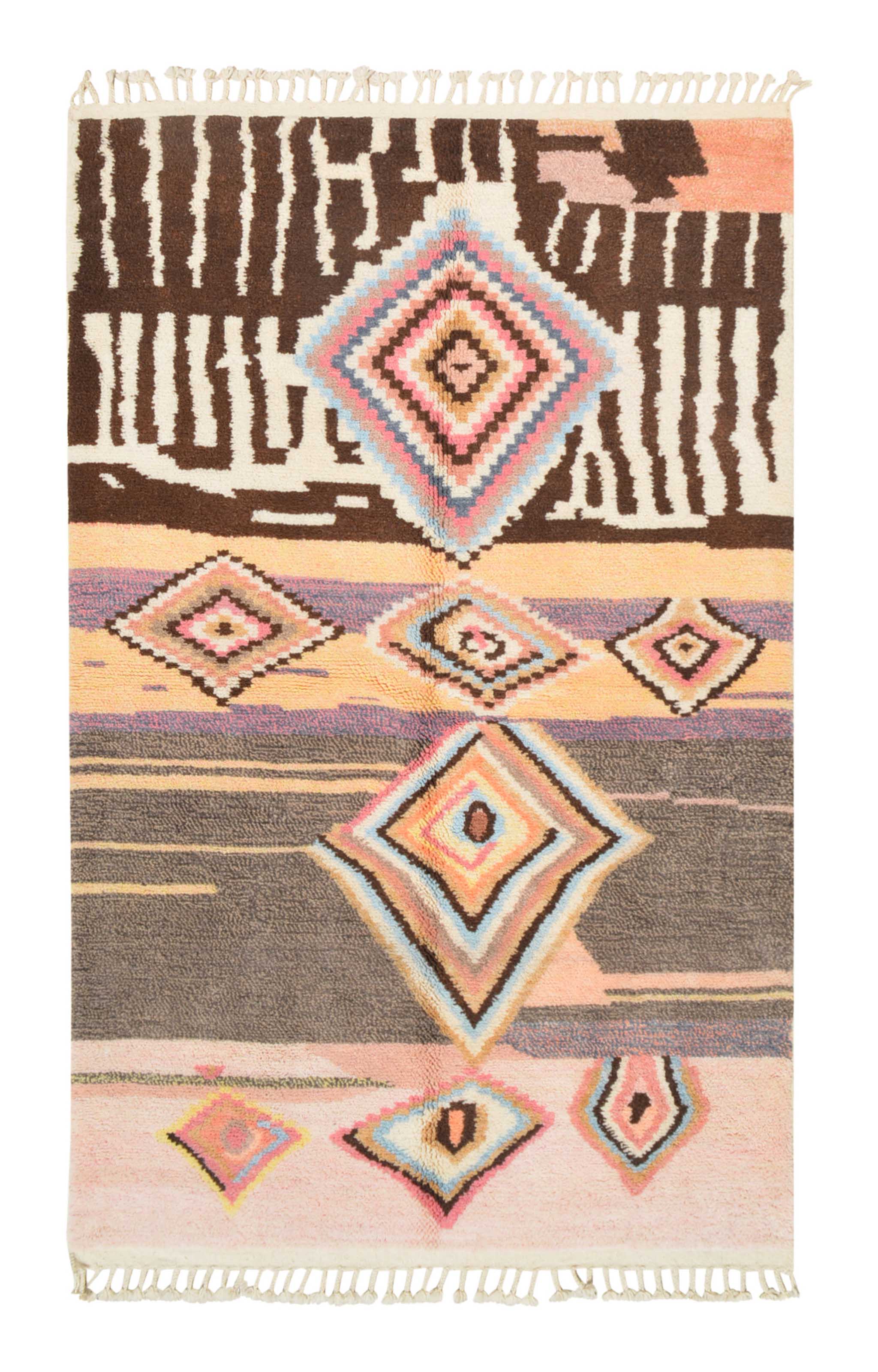 Memories | 5'x8' Eclectic Pastel & Brown Abstract Collage Azilal Rug ...